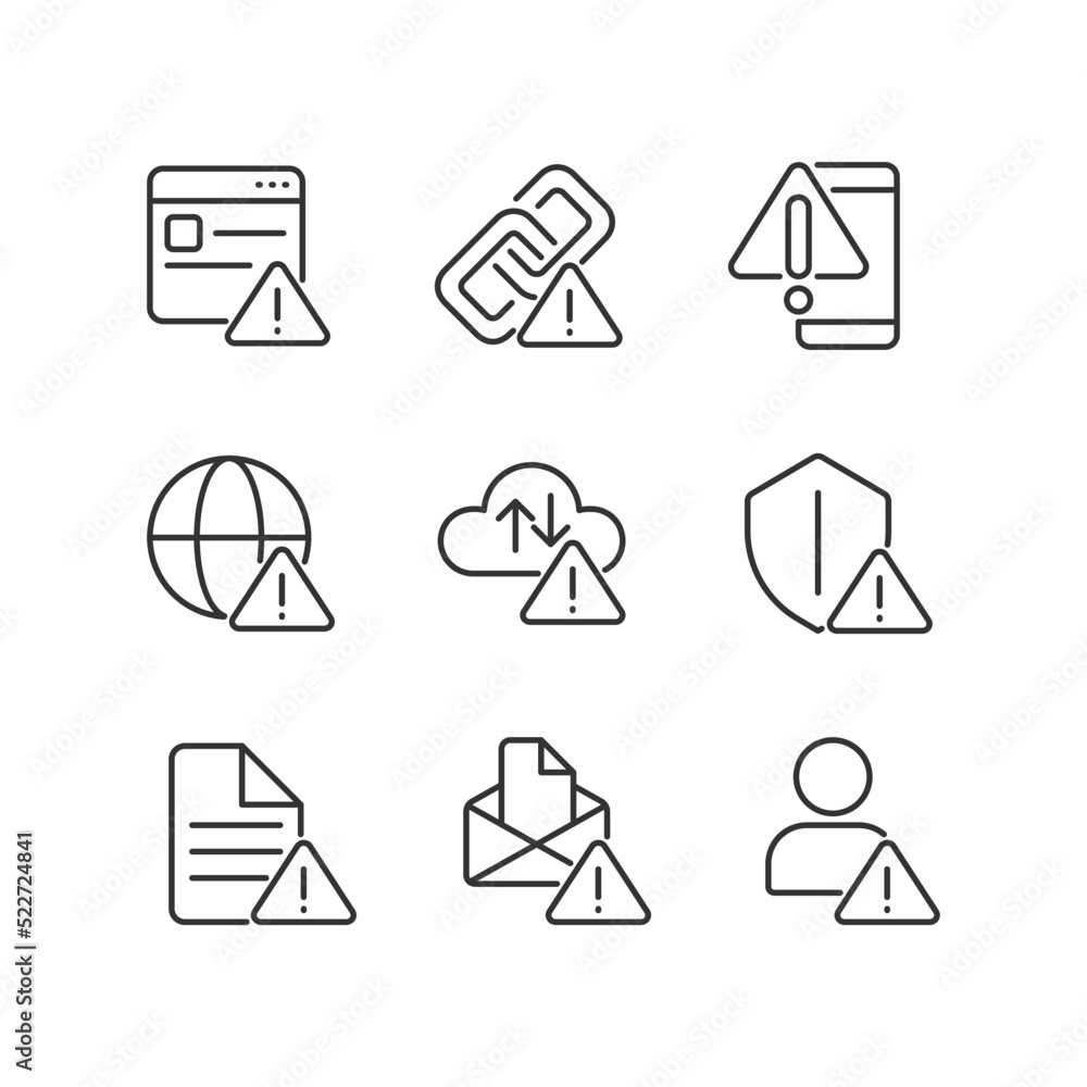 Network connect issues pixel perfect linear icons set. Access problem ...