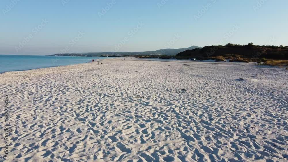 Rosignano Solvay, aerial fast riding view of Spiagge Bianche. Tropical ...