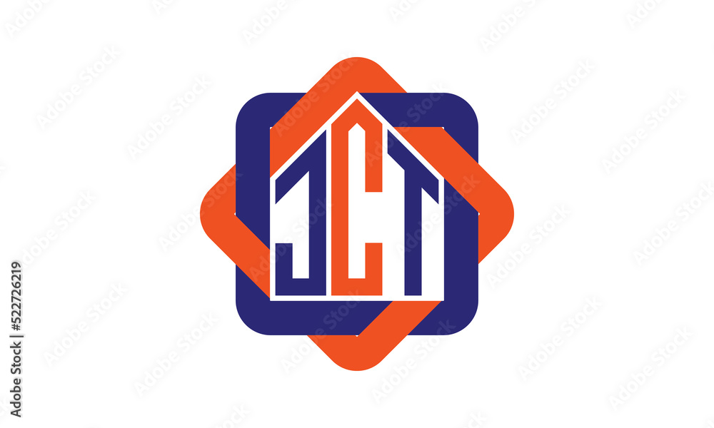 JCT three letter real estate logo with home icon logo design vector ...