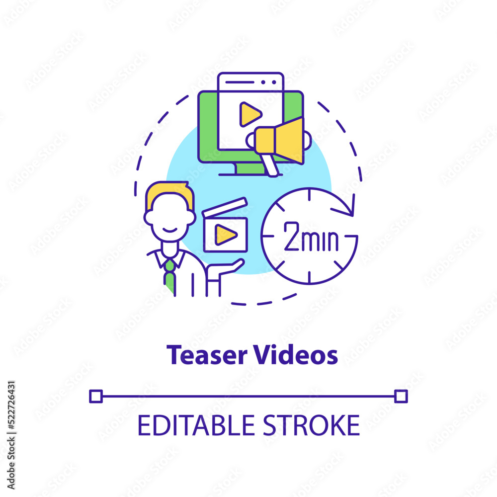 Teaser videos concept icon. Visual short introduction. Online tutorials ...