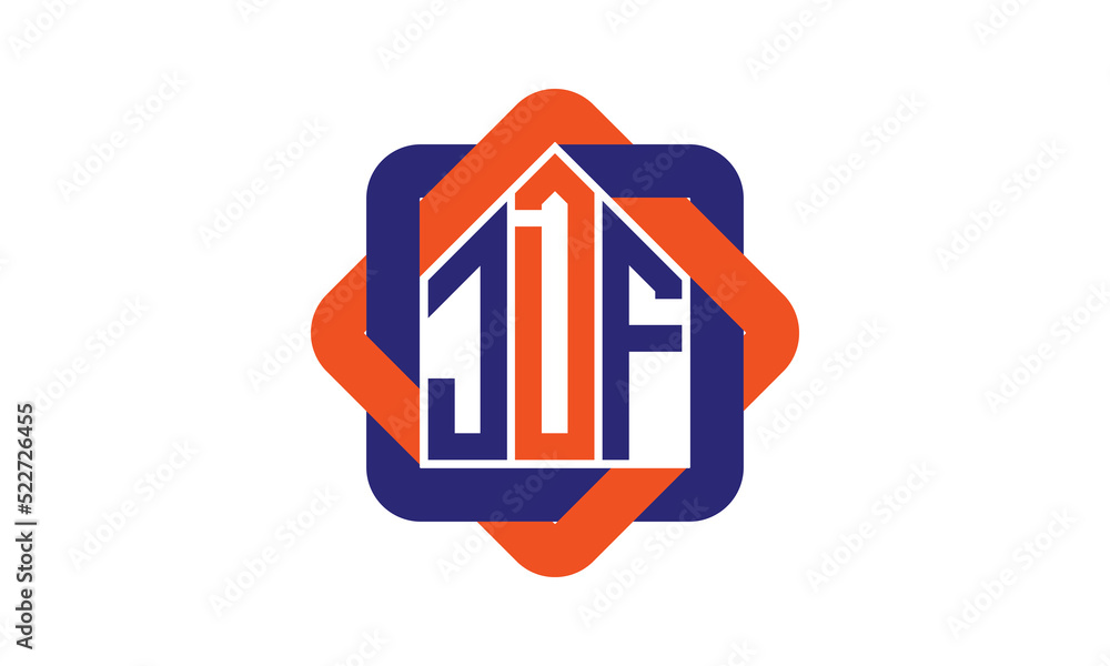 JDF three letter real estate logo with home icon logo design vector ...