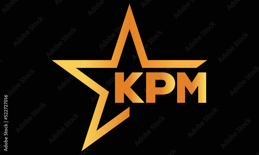 KPM golden luxury star icon three letter logo design vector template ...