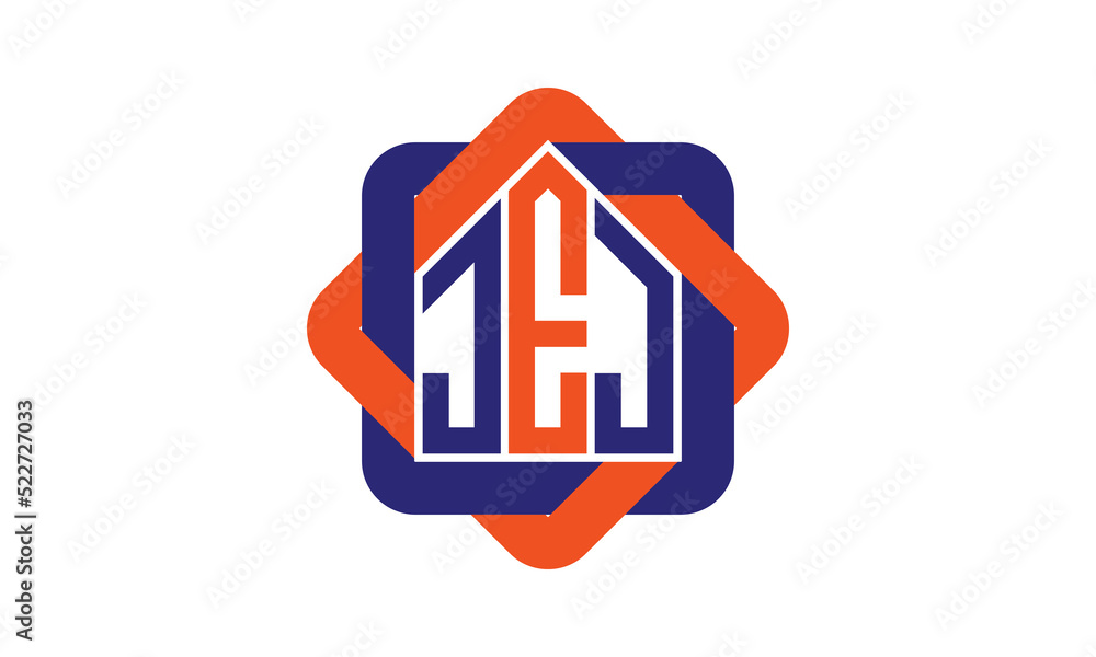 JEJ three letter real estate logo with home icon logo design vector ...