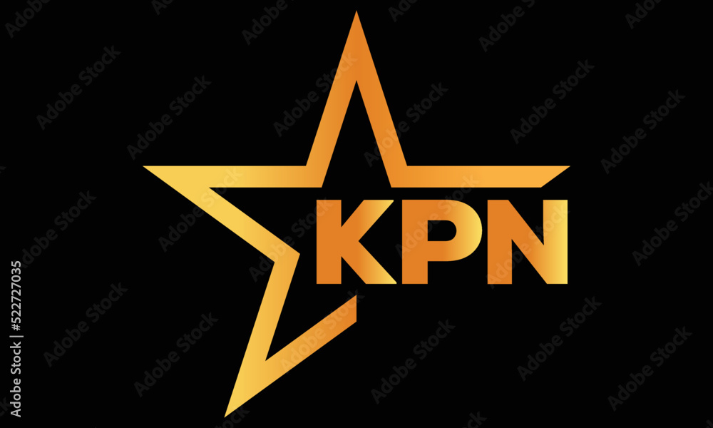 KPN golden luxury star icon three letter logo design vector template ...