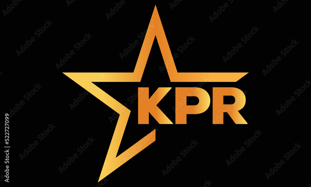KPR golden luxury star icon three letter logo design vector template ...