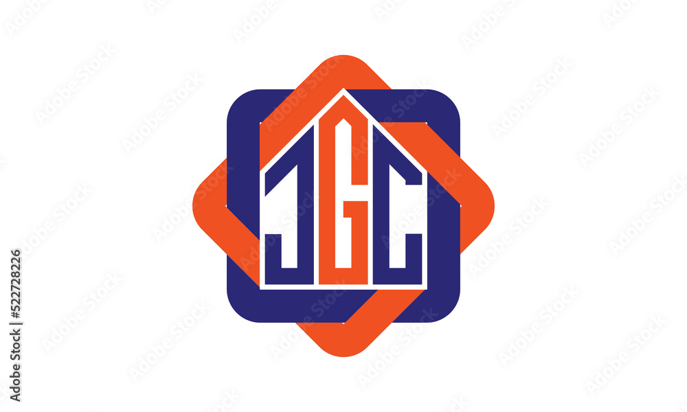 JGC three letter real estate logo with home icon logo design vector ...