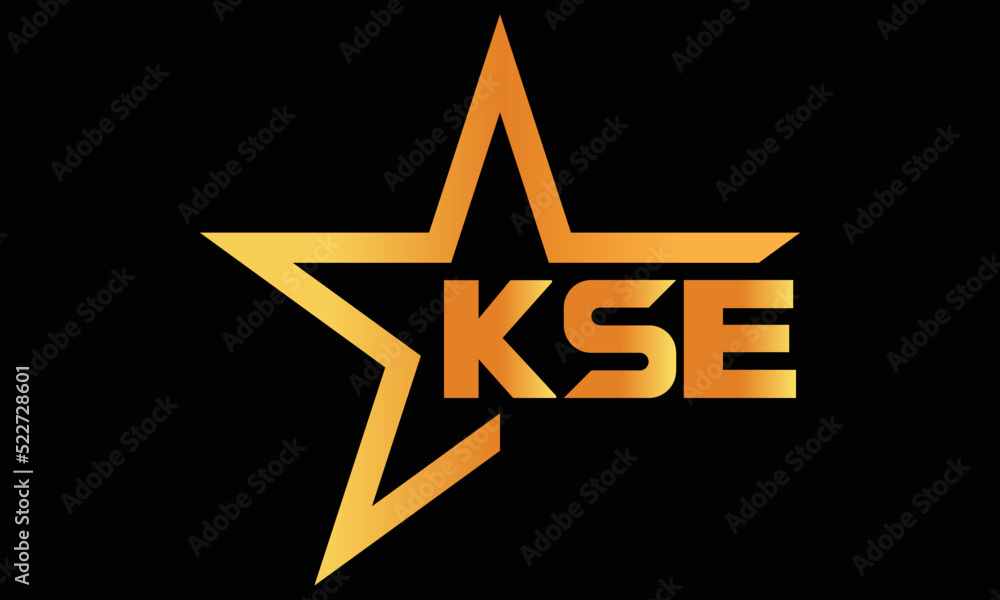 KSE golden luxury star icon three letter logo design vector template ...