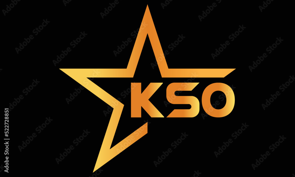 KSO golden luxury star icon three letter logo design vector template ...