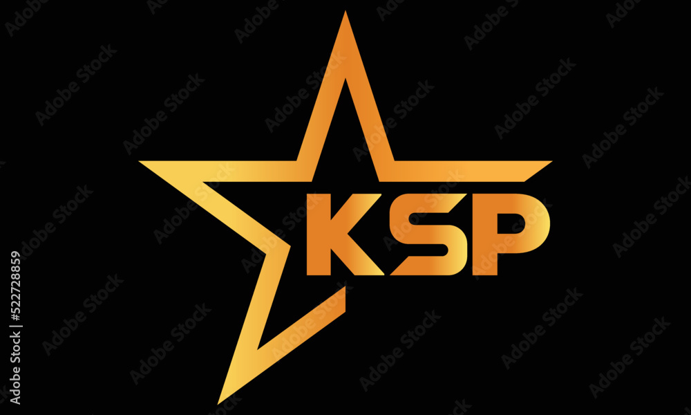 KSP golden luxury star icon three letter logo design vector template ...
