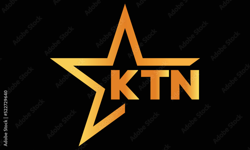 KTN golden luxury star icon three letter logo design vector template ...