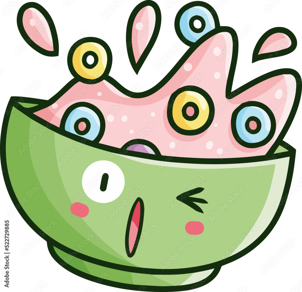 Cute bowl of cereal character cartoon vector Stock Vector | Adobe Stock