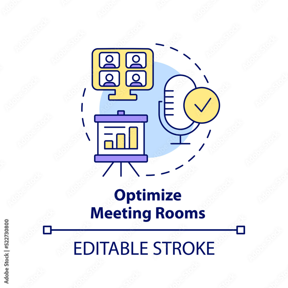 Optimize meeting rooms concept icon. Video conference. Creating hybrid ...