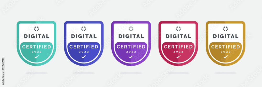 Certification badge design with modern shield vector illustration Stock ...