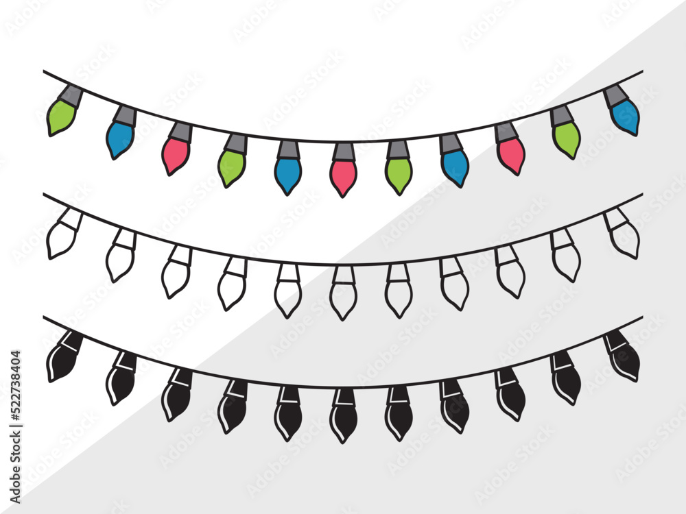 String Lights Clipart SVG | Lights Svg | Light Strand Svg | Icicle ...