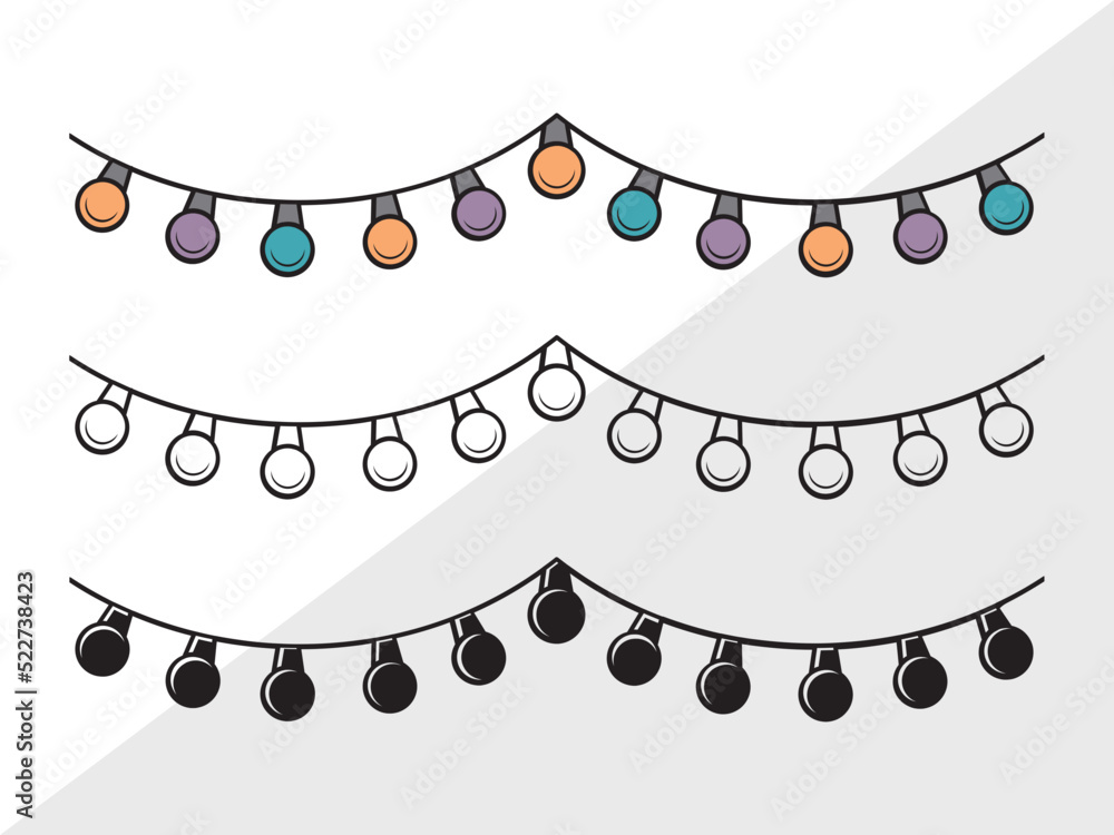 String Lights Clipart SVG | Lights Svg | Light Strand Svg | Icicle ...