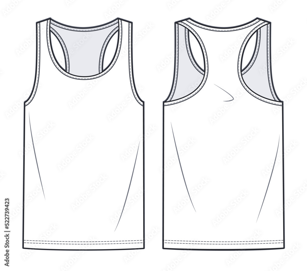 Unisex Tank Top technical fashion illustration. Jersey Tank Top ...