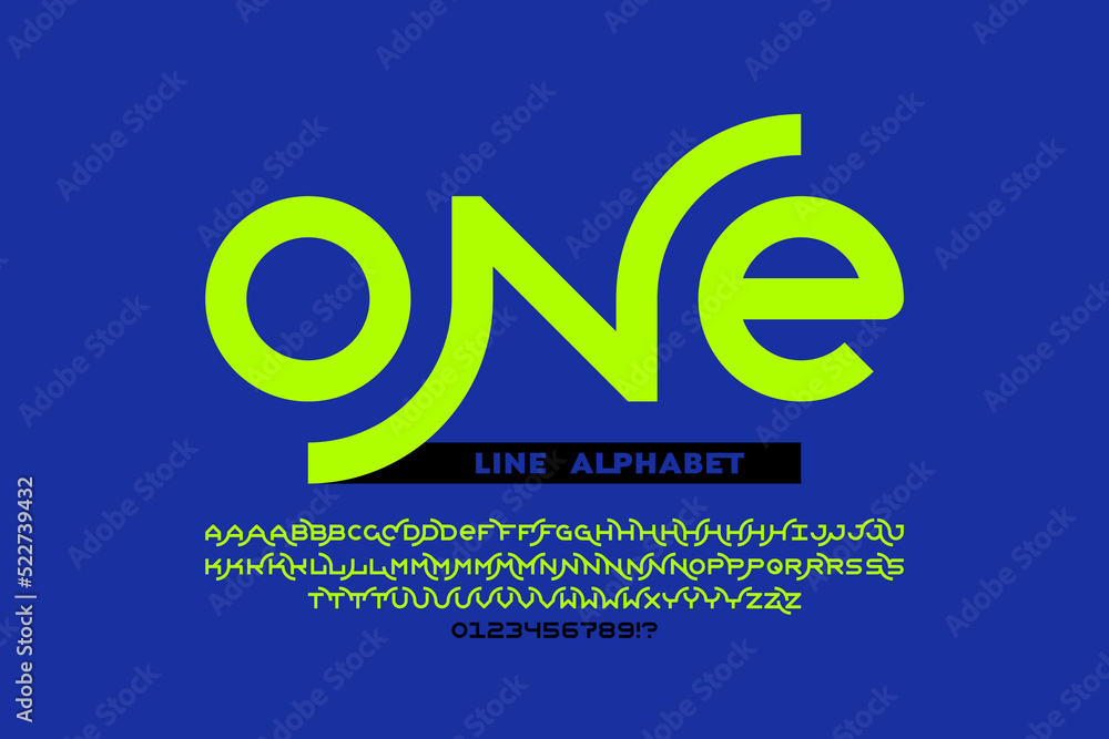 One line style font design, set of alphabet letters and numbers vector ...