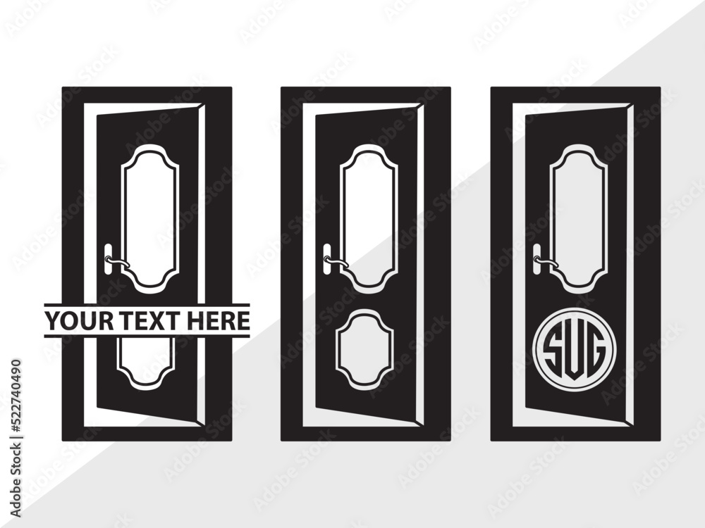 Door Monogram SVG | Open Door Svg | Door Frame Svg | Front Door Svg ...