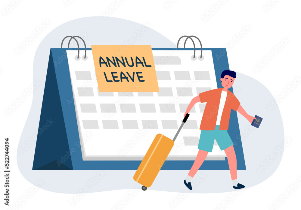 Annual leave relaxation holiday concept vector illustration. Annual ...