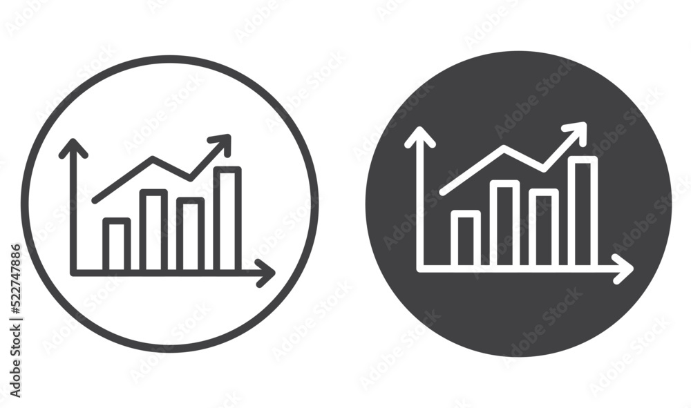 Linear icons of a graph with ascending arrows in two variants. Stock ...