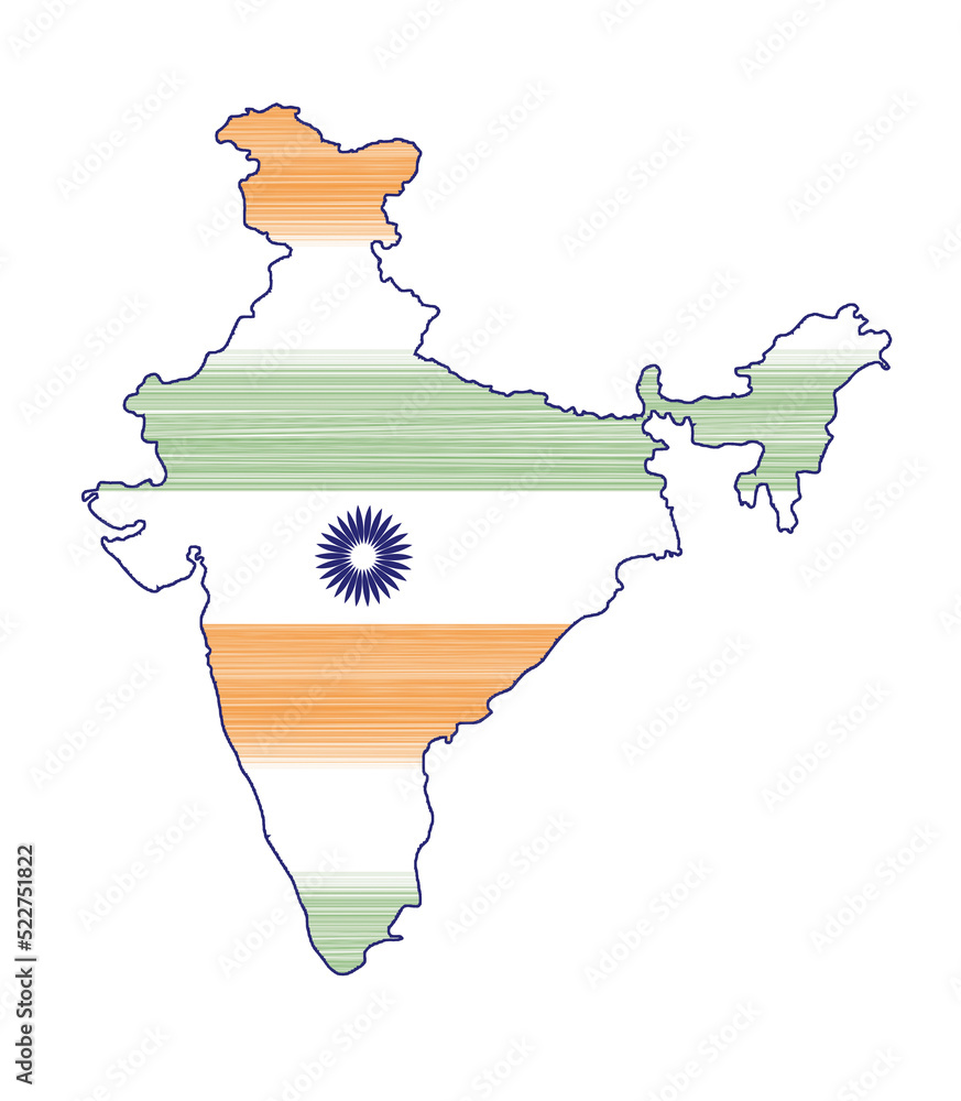 tri color indian flag and map Stock Illustration | Adobe Stock