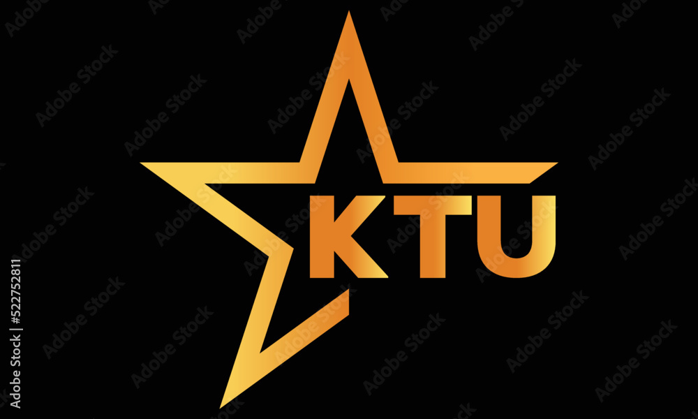 KTU golden luxury star icon three letter logo design vector template ...