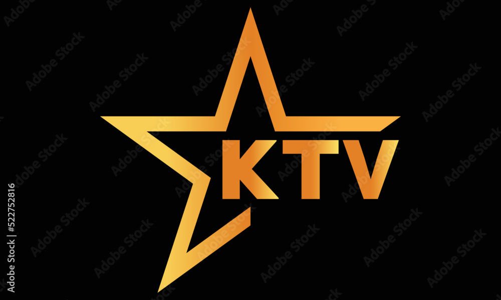 KTV golden luxury star icon three letter logo design vector template ...