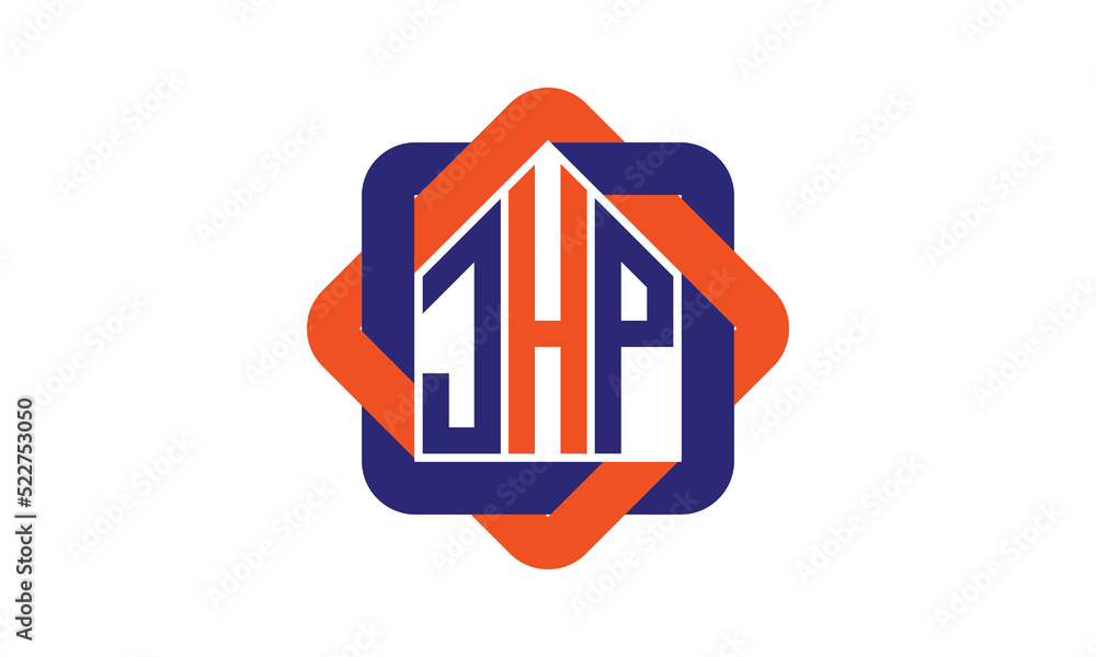 JHP three letter real estate logo with home icon logo design vector ...