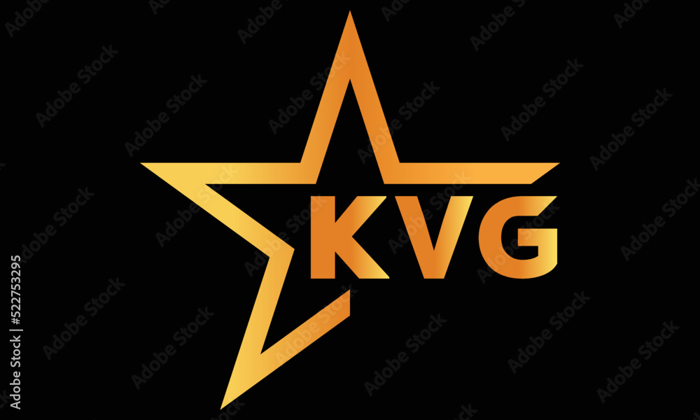 KVG golden luxury star icon three letter logo design vector template ...