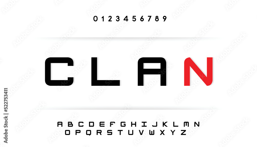 CLAN Sports minimal tech font letter set. Luxury vector typeface for ...