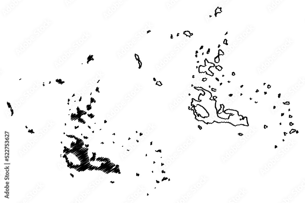 Dahlak Archipelago (State of Eritrea, Red Sea) map vector illustration ...