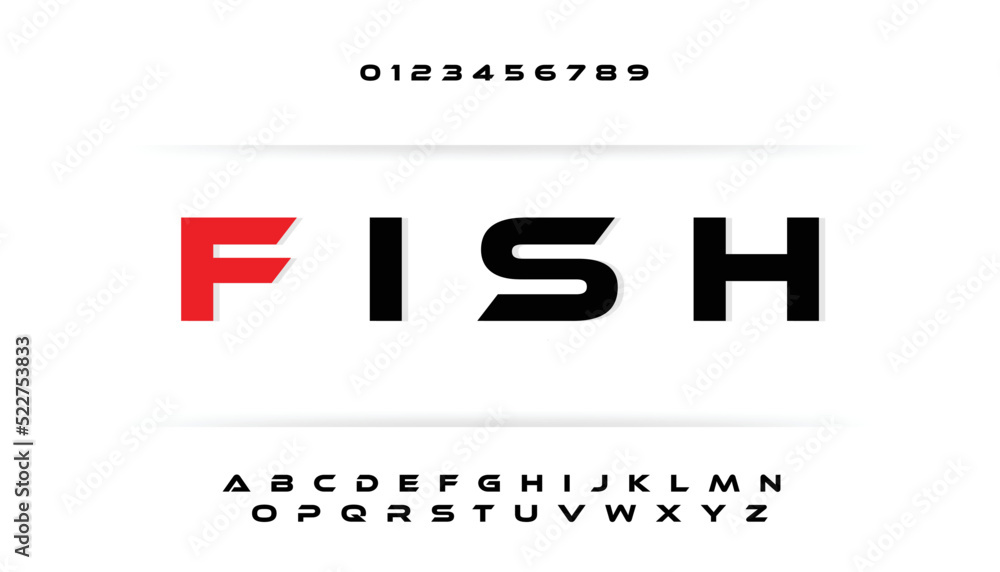 FISH Sports minimal tech font letter set. Luxury vector typeface for ...