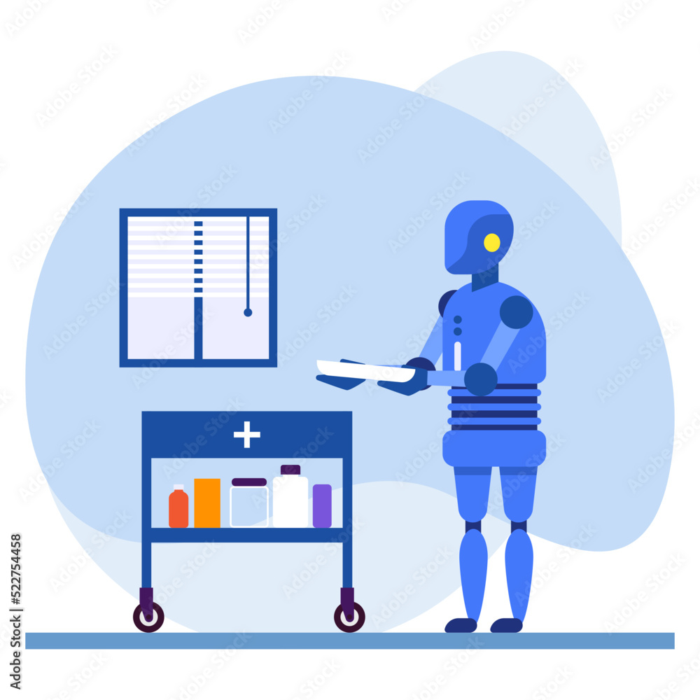 Supply Delivery Robot Concept, cobot collaborative robot vector icon ...