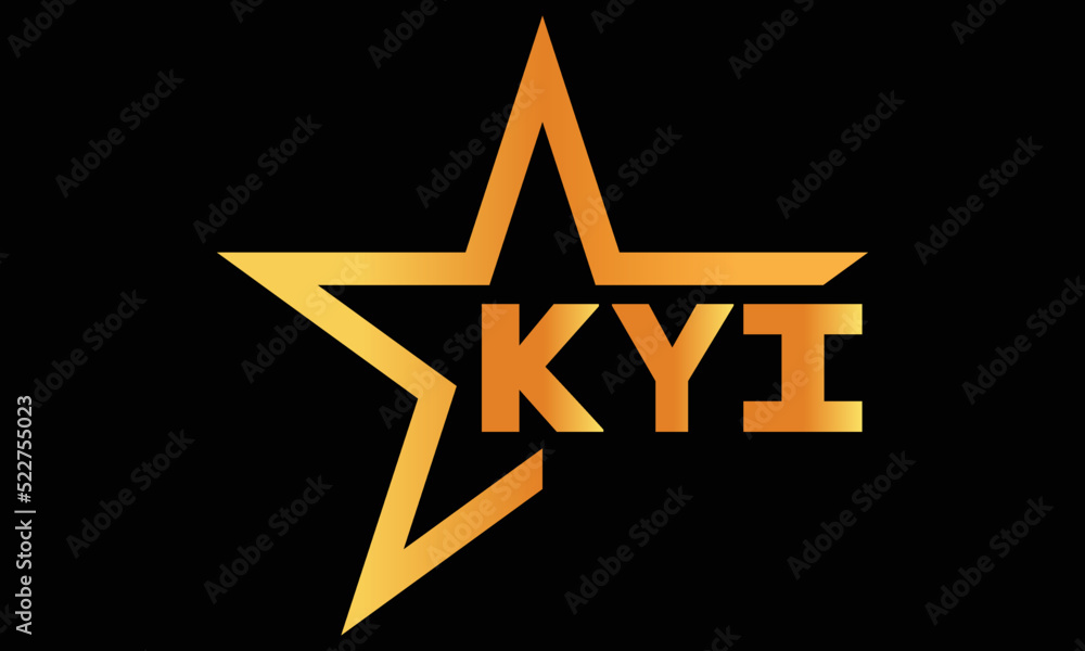 KYI golden luxury star icon three letter logo design vector template ...