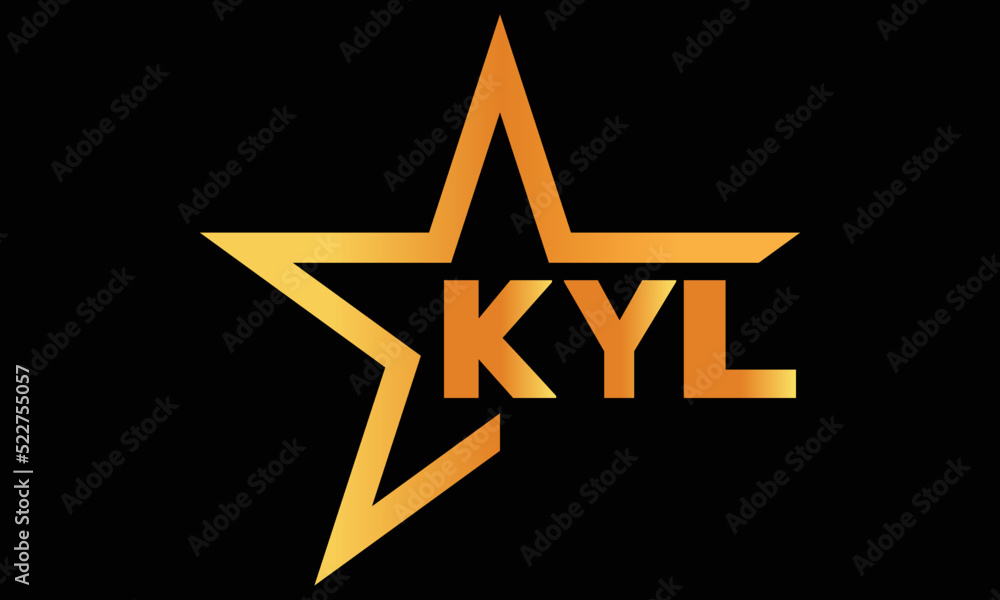 KYL golden luxury star icon three letter logo design vector template ...