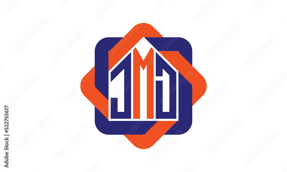 JMD three letter real estate logo with home icon logo design vector ...
