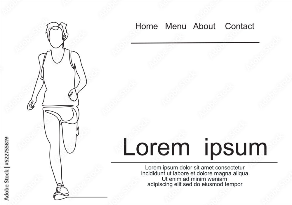 Continuous line drawing of runner minimalist design sport theme.Can ...