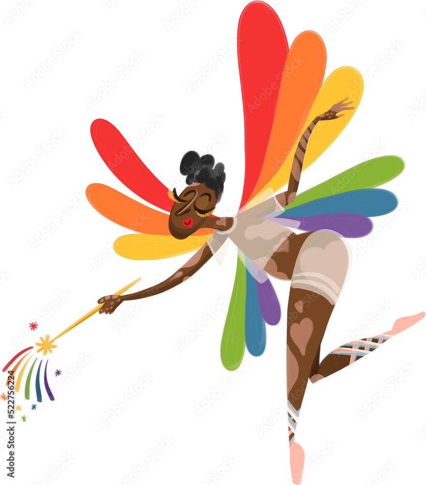 LGBTQIA+ pride diverse fairy godmother Stock Illustration | Adobe Stock