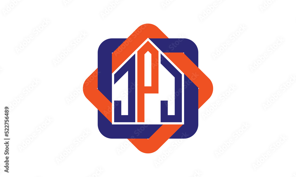 JPJ three letter real estate logo with home icon logo design vector ...