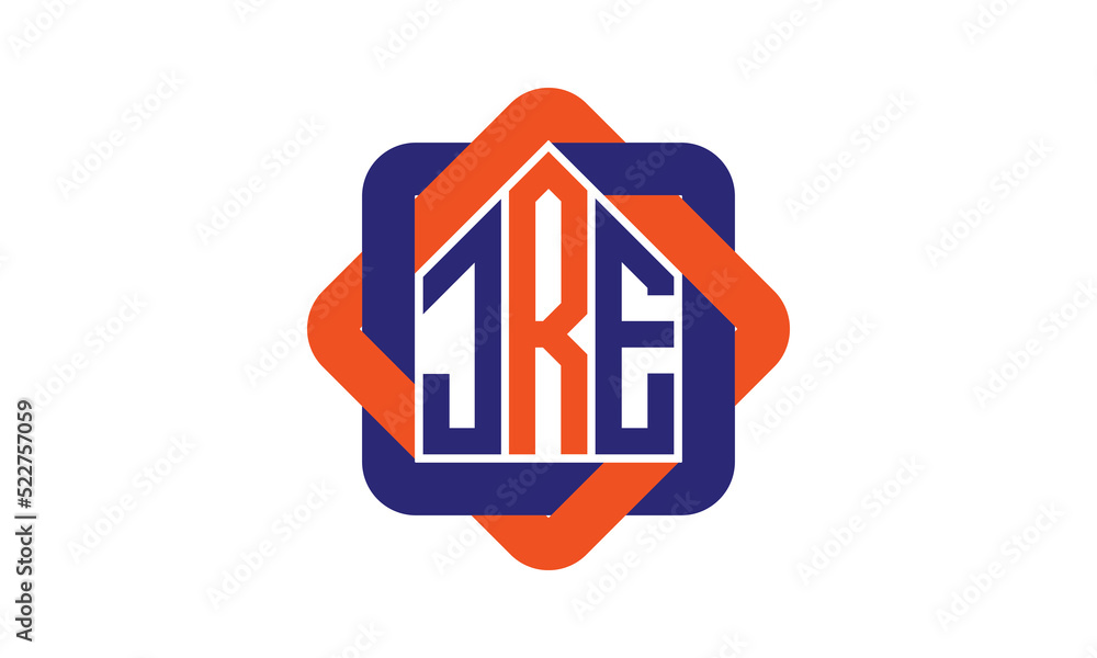 JRE three letter real estate logo with home icon logo design vector ...