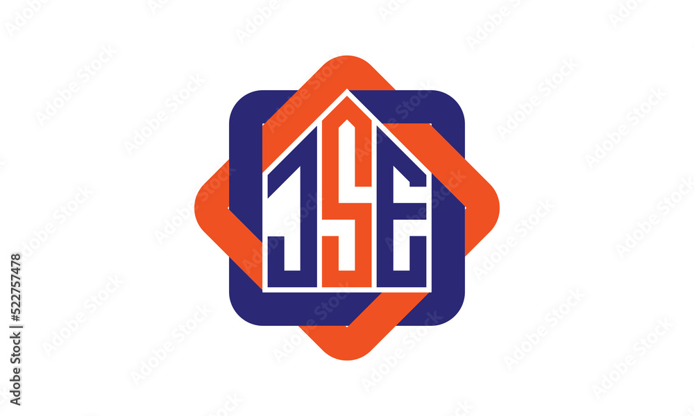 JSE three letter real estate logo with home icon logo design vector ...