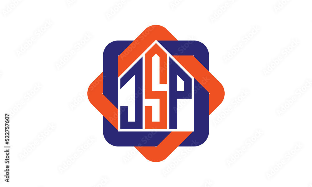 JSP three letter real estate logo with home icon logo design vector ...