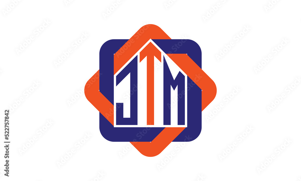 Vecteur Stock JTM three letter real estate logo with home icon logo ...
