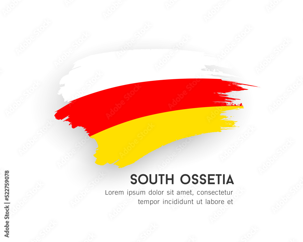 Flag of South Ossetia, brush stroke design isolated on white background ...