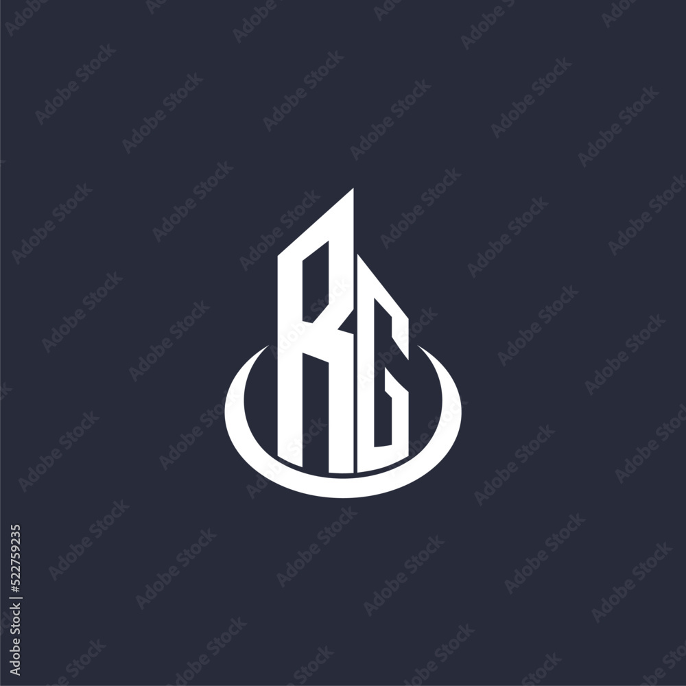 RG initial monogram building logo for real estate with creative circle ...