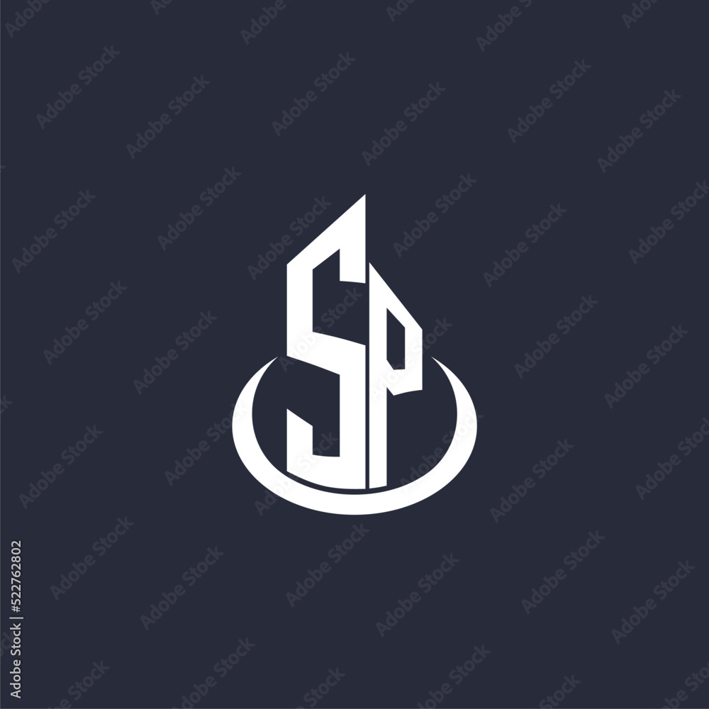 SP initial monogram building logo for real estate with creative circle ...