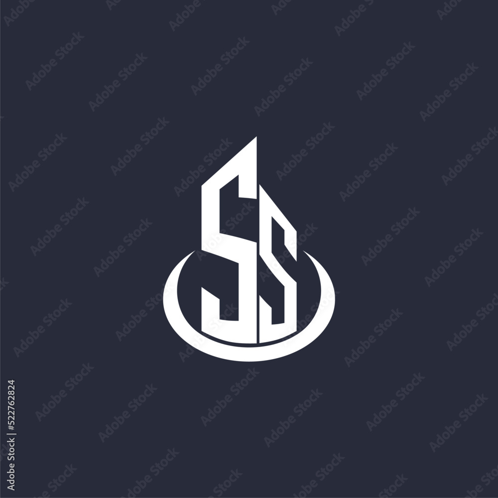 SS initial monogram building logo for real estate with creative circle ...