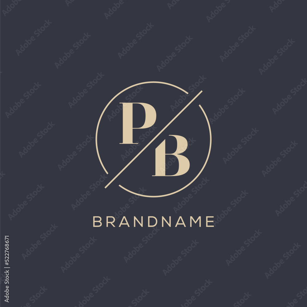 Initial letter PB logo with simple circle line, Elegant look monogram ...