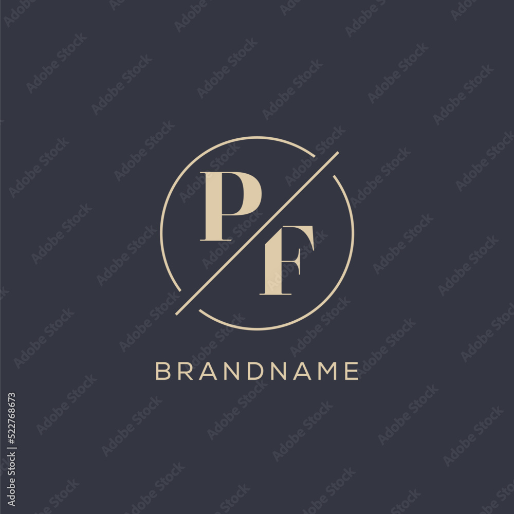 Initial letter PF logo with simple circle line, Elegant look monogram ...