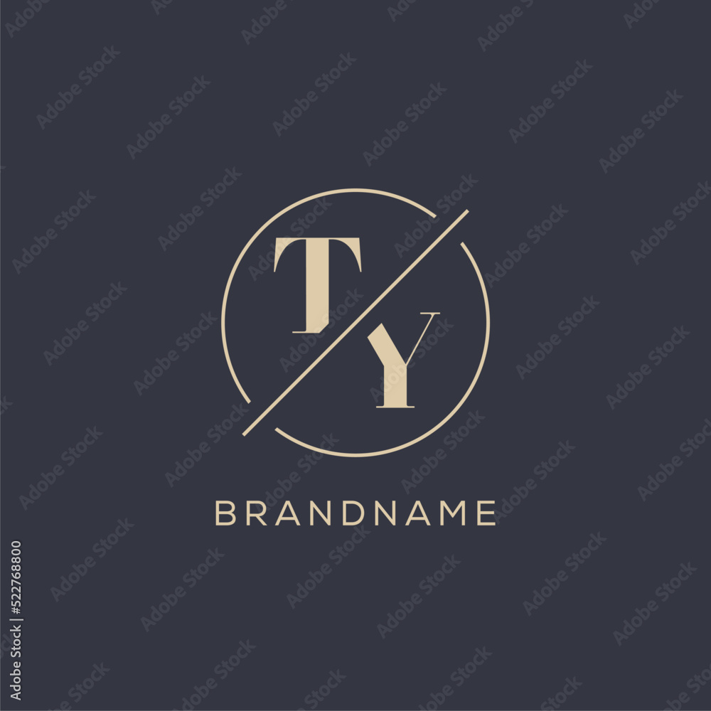 Initial letter TY logo with simple circle line, Elegant look monogram ...